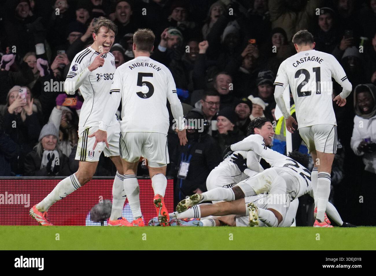Fulham players celebrate goal during the Premier League match Fulham vs ...