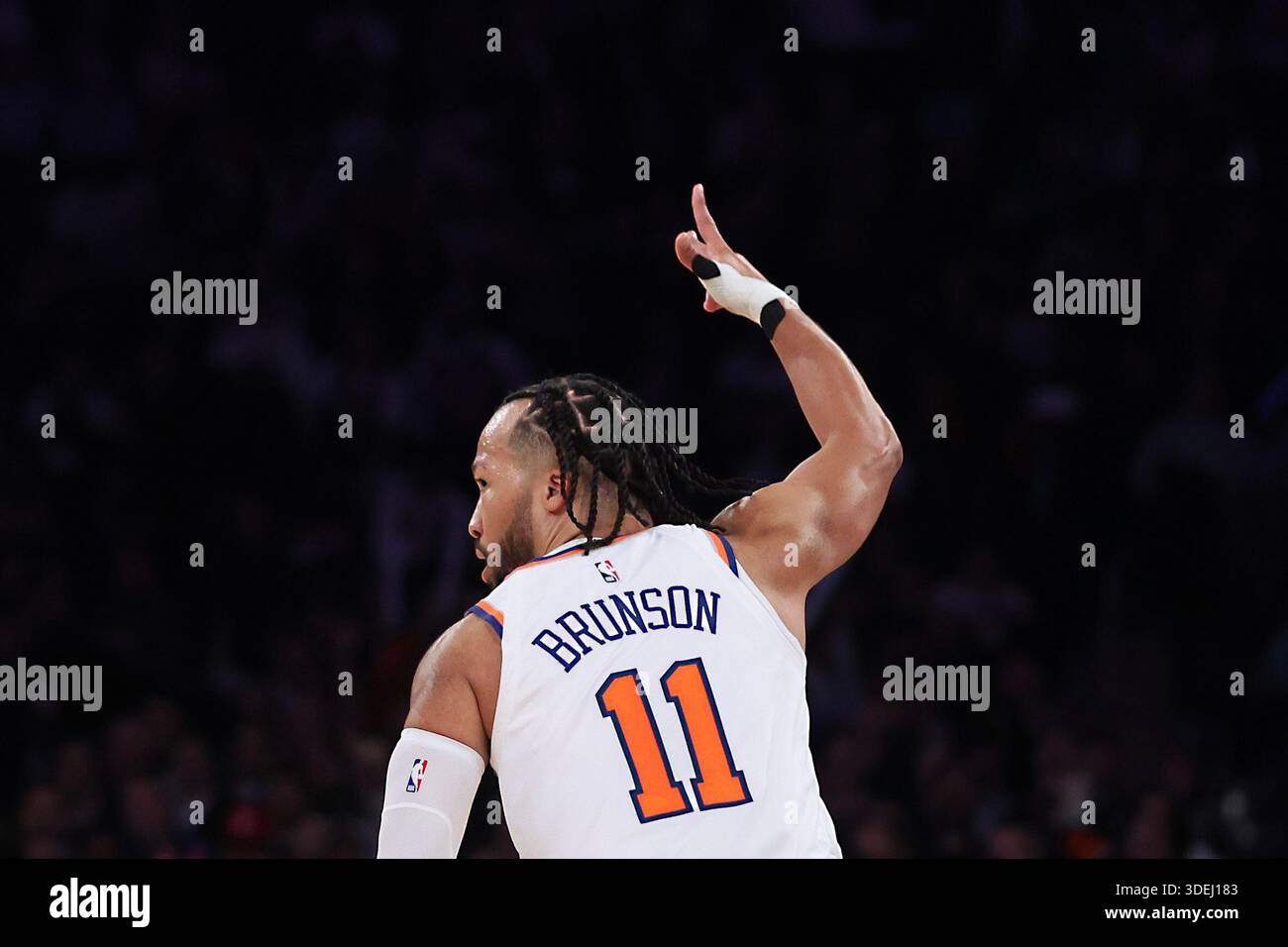 New York Knicks guard Jalen Brunson (11) gestures after scoring during ...
