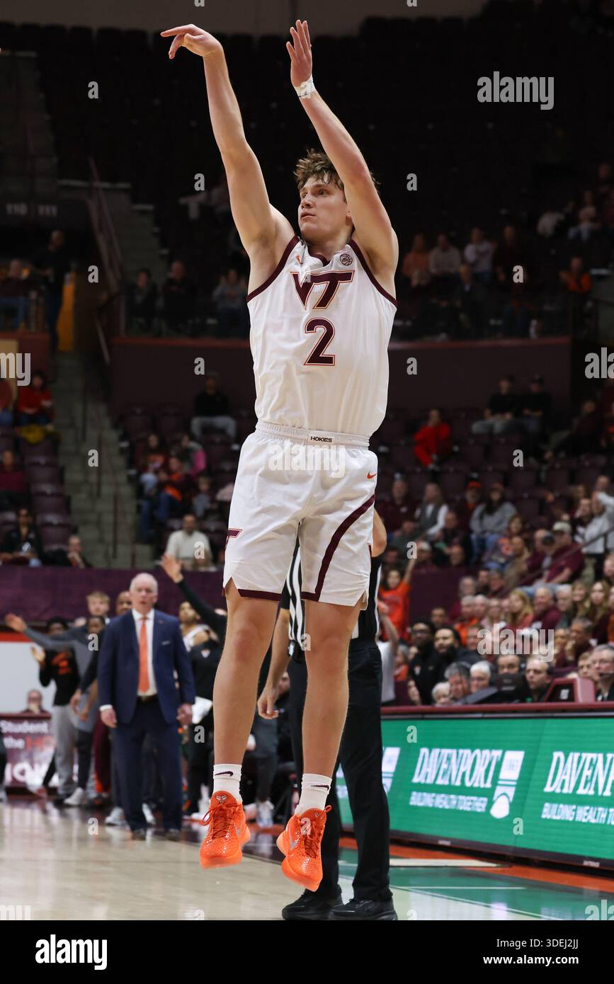 January 7, 2026: Virginia Tech Hokies guard Jaden Schutt (2) shoots a ...