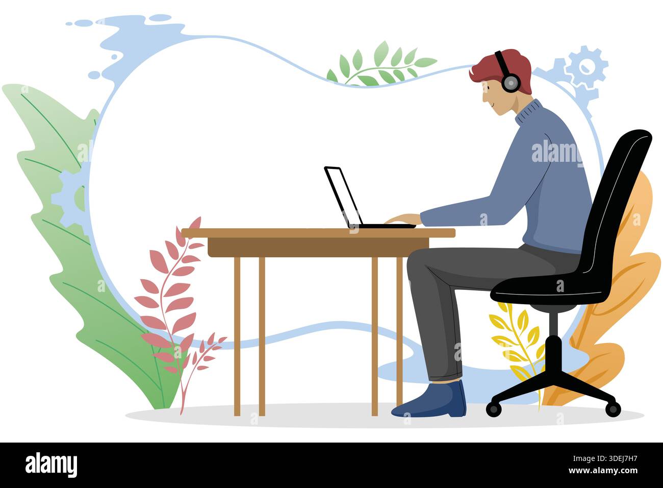 Working man sitting in the background Stock Vector Images - Alamy