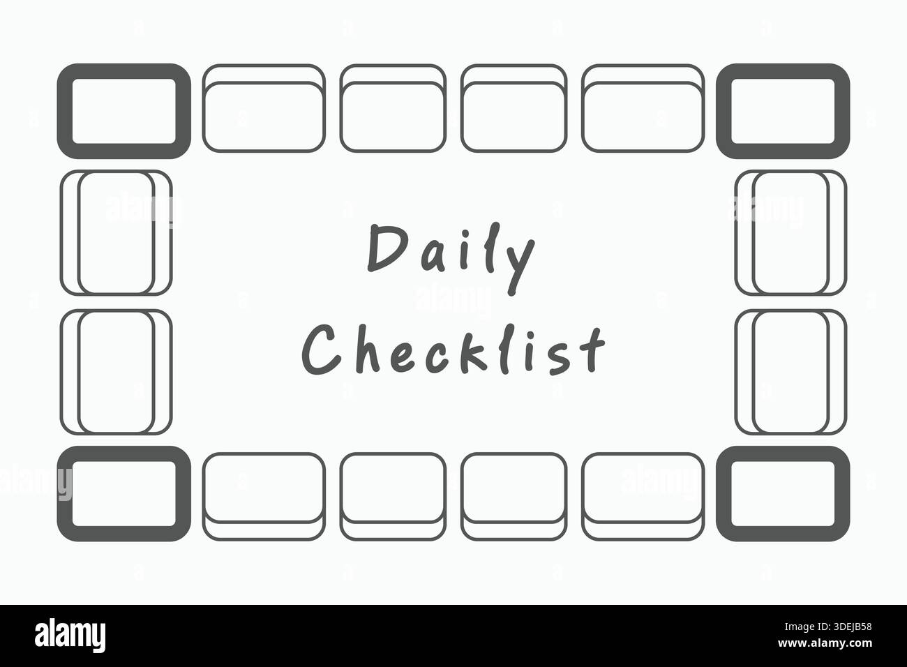 A white checklist title card framed by a grid of rounded square tiles ...