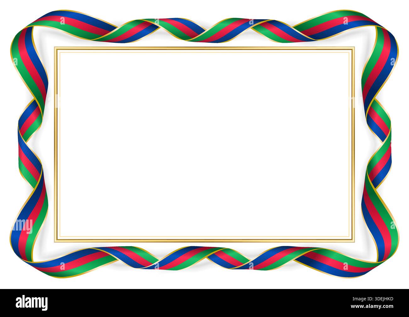 Frame with Namibian flag colors ribbons and gold border. Decorative ...
