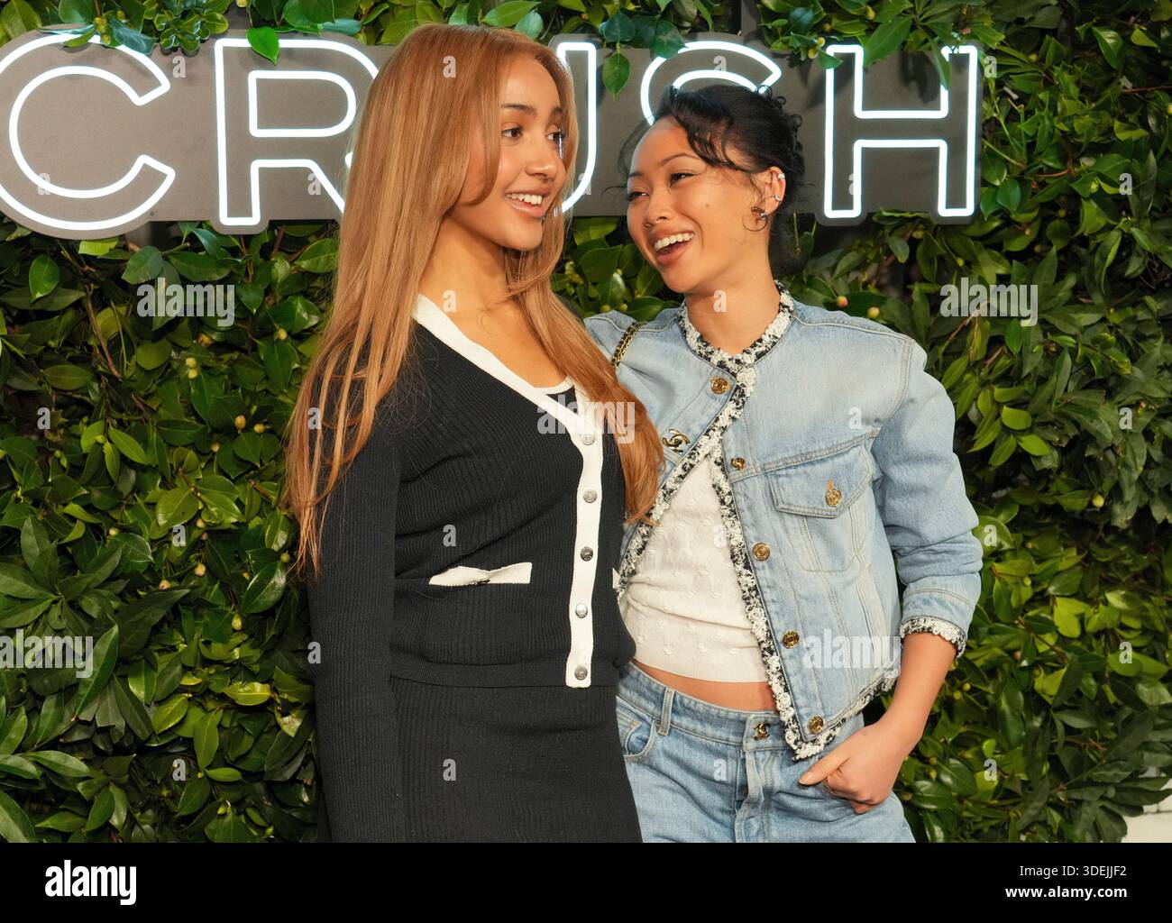 PinkPantheress, left, and Griff arrive at the Chanel Coco Crush special ...