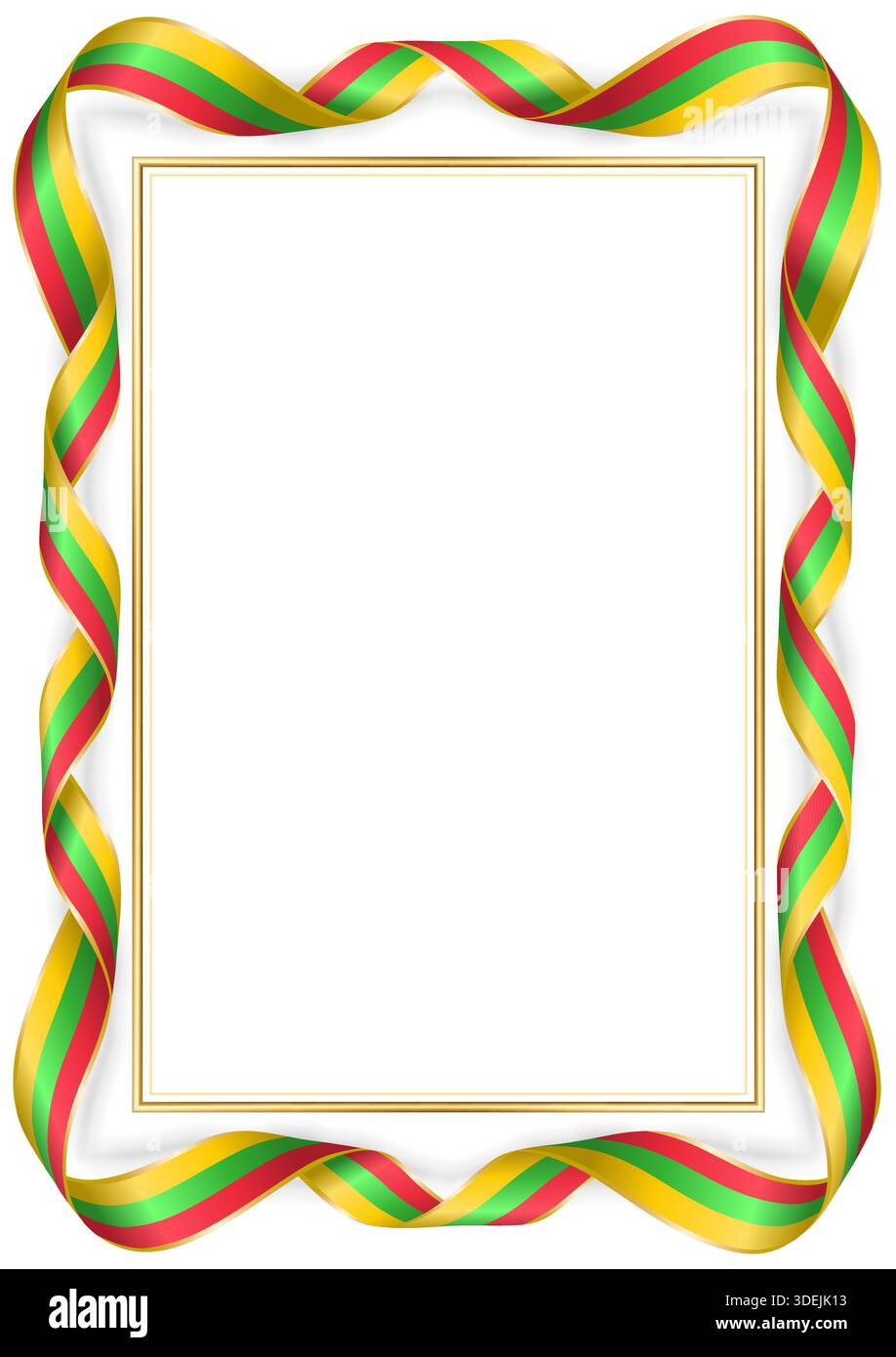 Frame with Burmese flag colors ribbons and gold border. Decorative ...