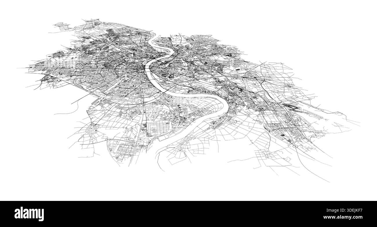 Cologne city in Germany street road map,vector outline illustration ...