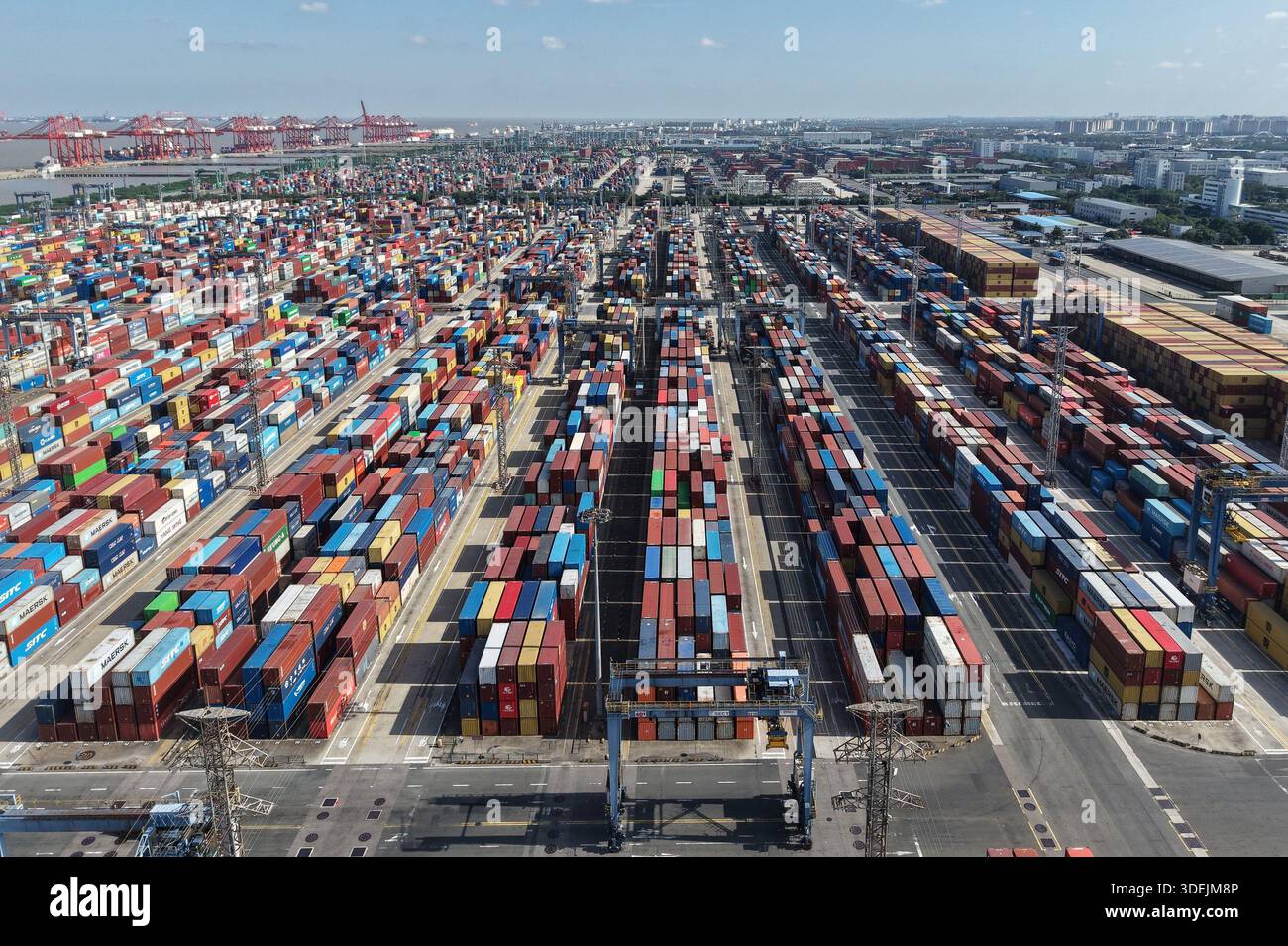 Aerial view of a container terminal in Shanghai, China, Thursday, Jan ...
