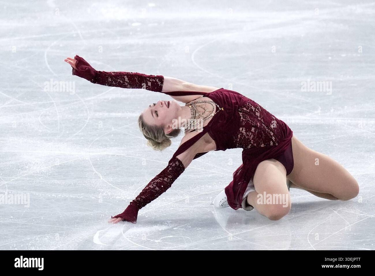 FILE - Amber Glenn, of the United States, competes in the women's short ...