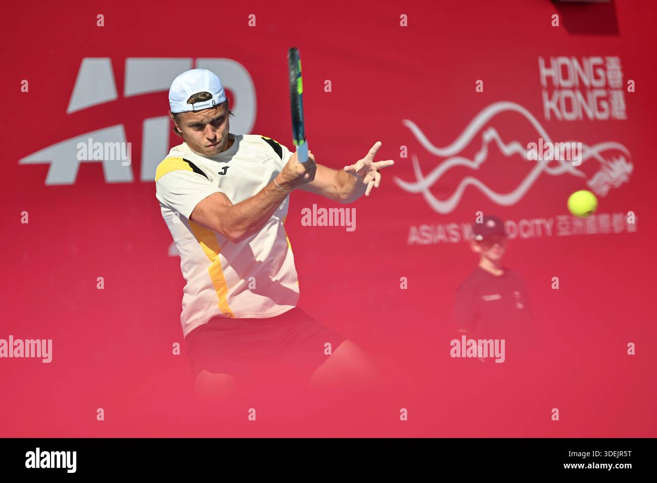 Alexandre Muller, a French tennis player, during a match at the Hong ...