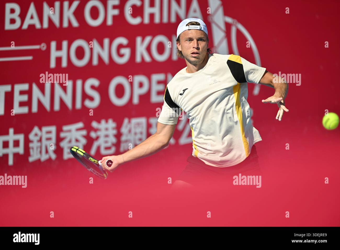 Alexandre Muller, a French tennis player, during a match at the Hong ...