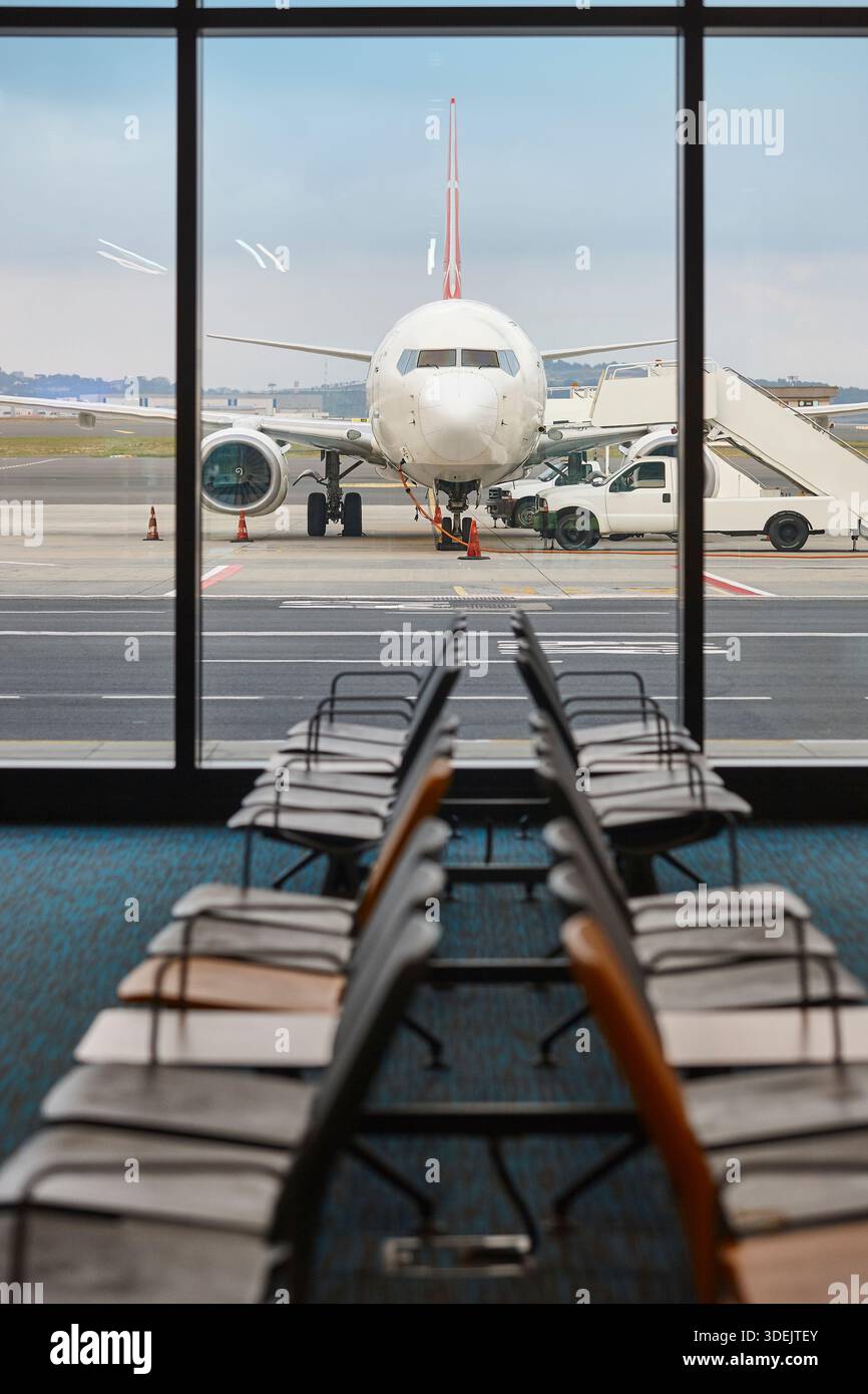 Airplane refueling and departure area. Transportation and energy ...