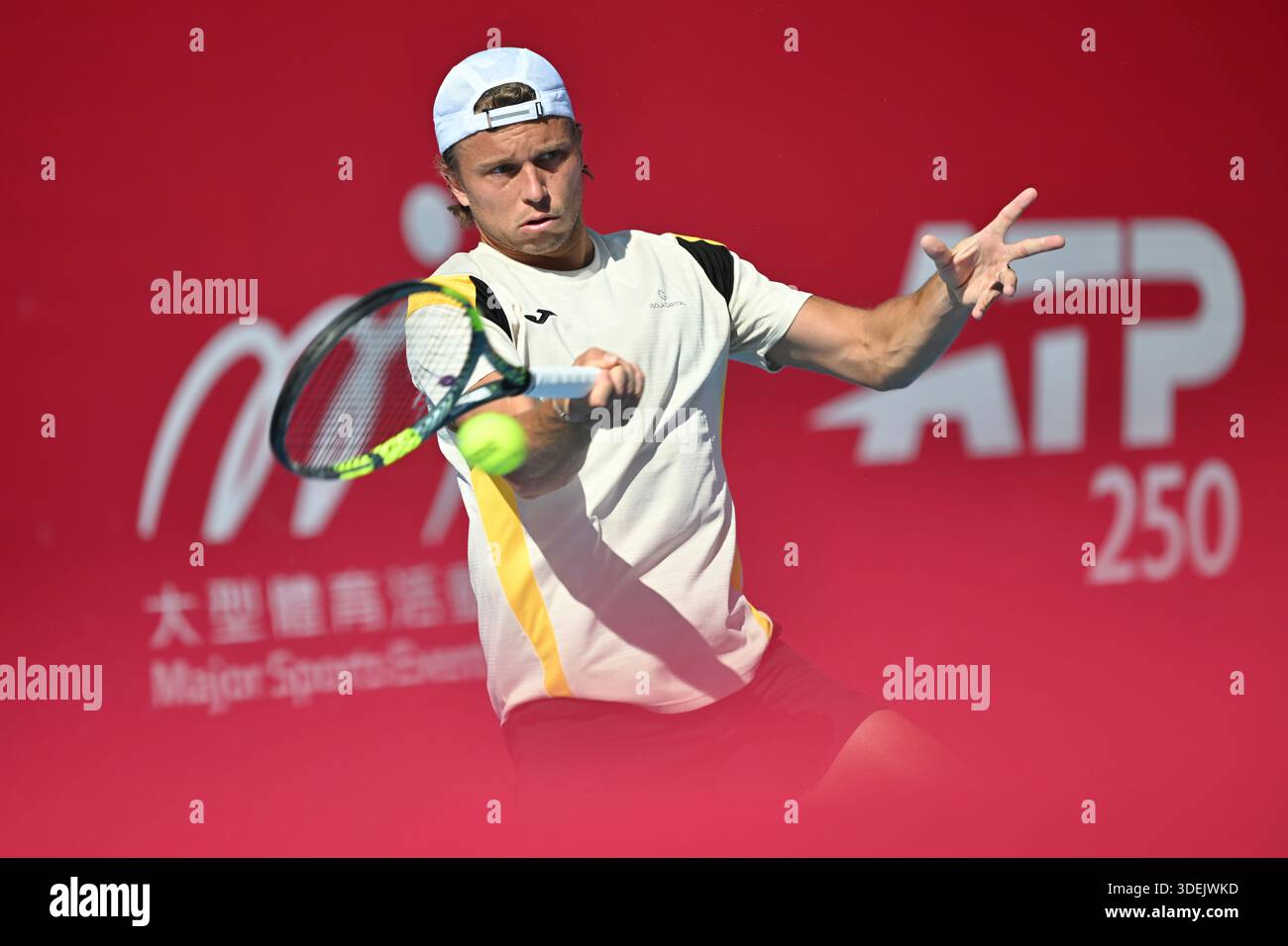 Alexandre Muller, a French tennis player, during a match at the Hong ...