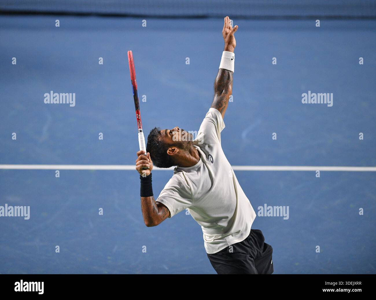 Bengaluru, India. 5th Jan, 2026. Sumit Nagal (IND) on action during the ...