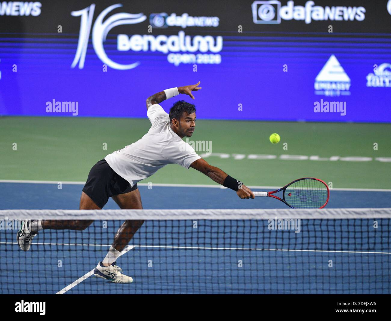 Bengaluru, India. 5th Jan, 2026. Sumit Nagal (IND) on action during the ...