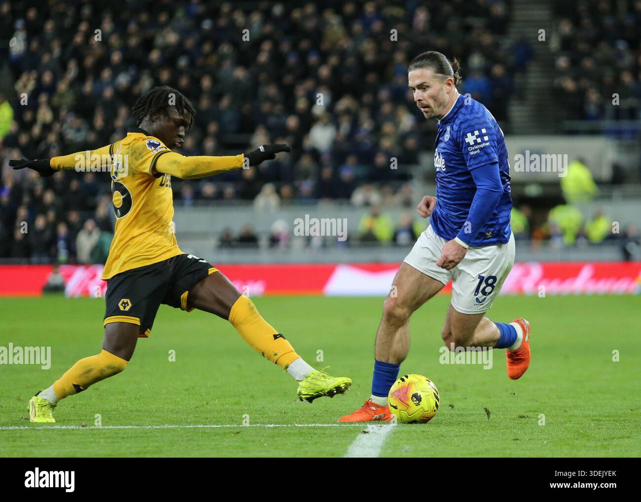 Jack Grealish of Everton in action during the Premier League match ...
