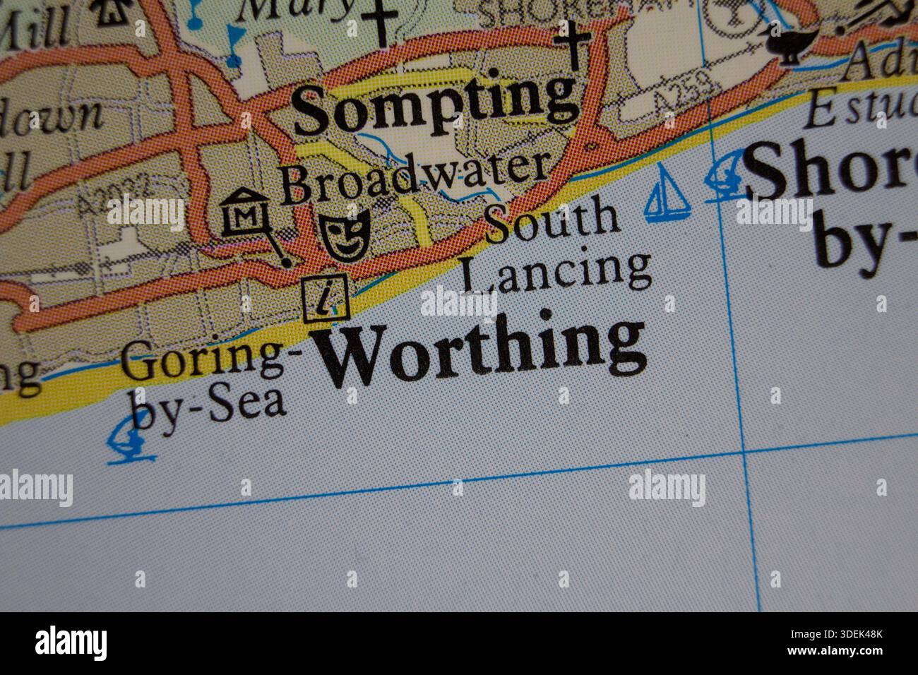 Worthing outline map hi-res stock photography and images - Alamy