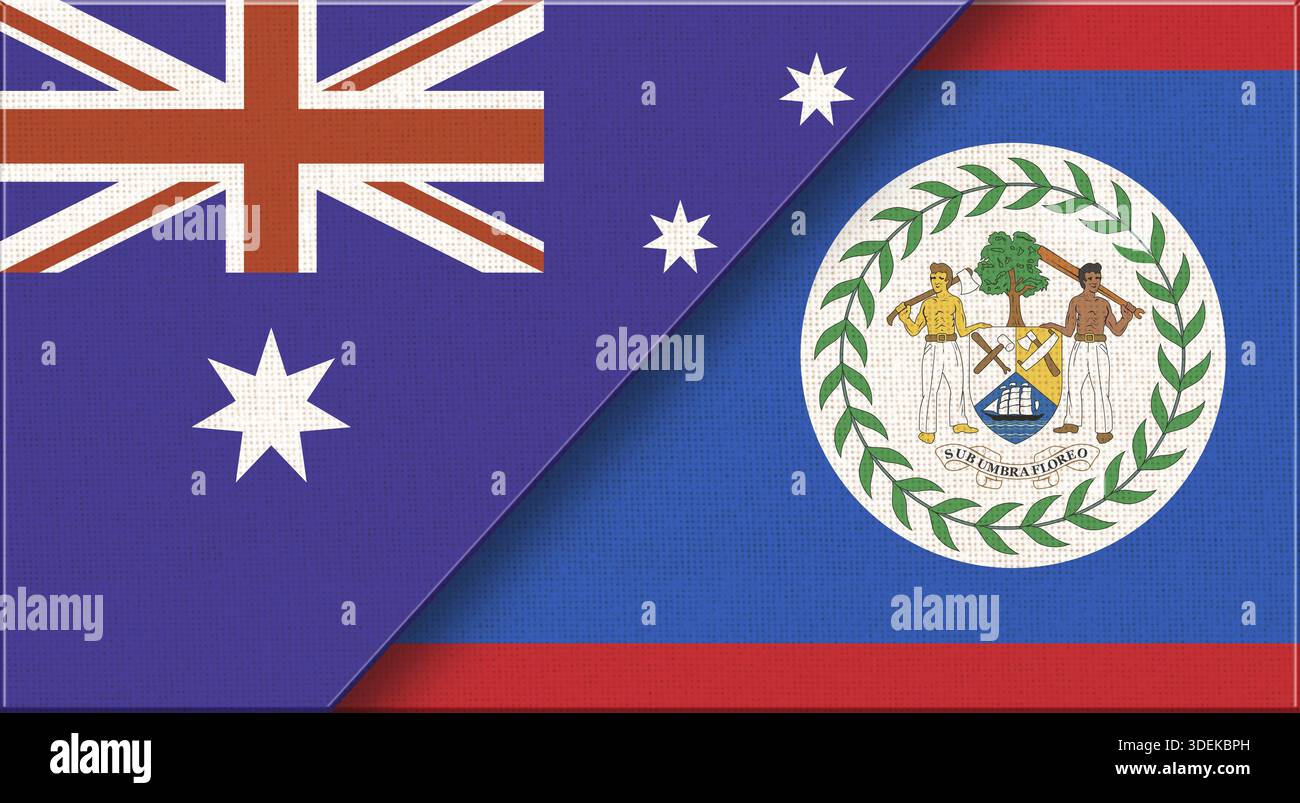 Flag of Australia and Belize. Australian and Belizean national flags on ...