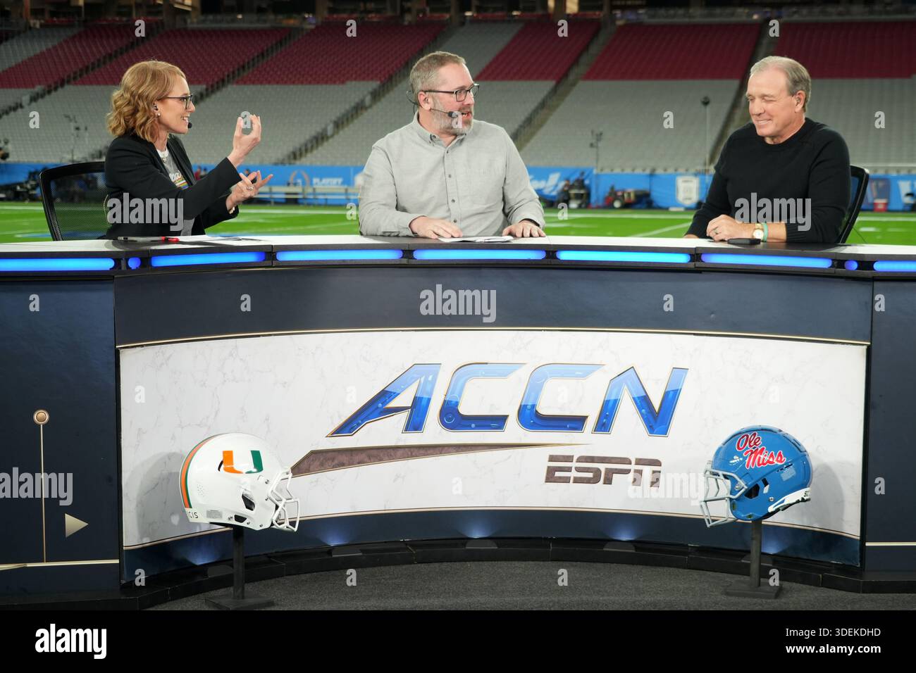 Andrea Adelson (left), David Hale (center) and Jimbo Fisher on the ACC ...