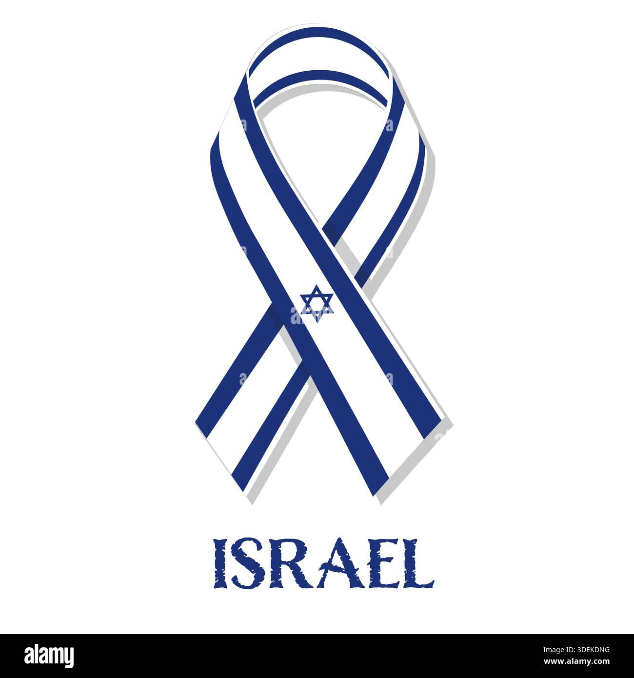 Israel blue white awareness ribbon with Text Israel. National Flag ...