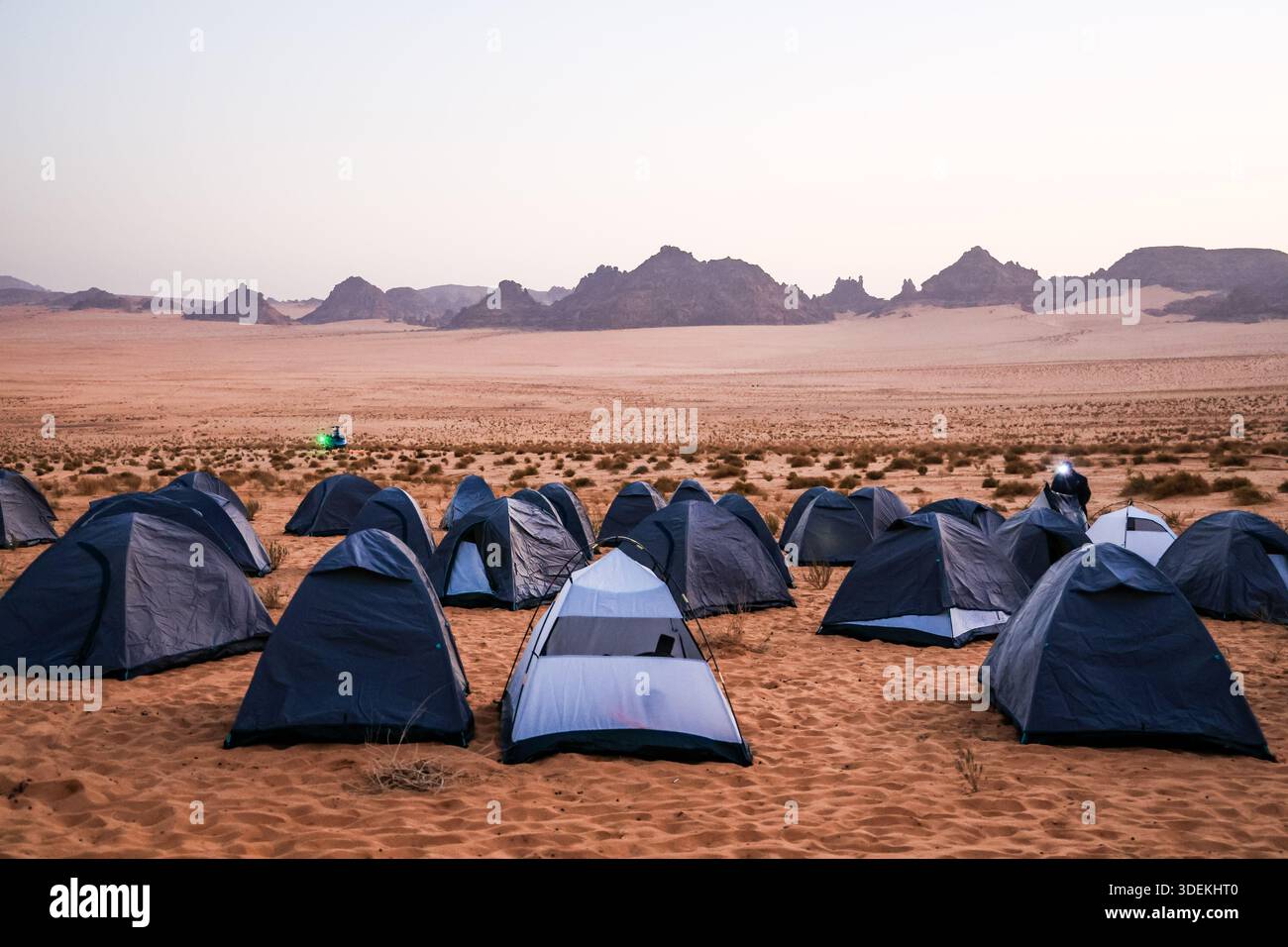 Tents and drivers during the Stage 5 of the Dakar 2026, on January 8 ...