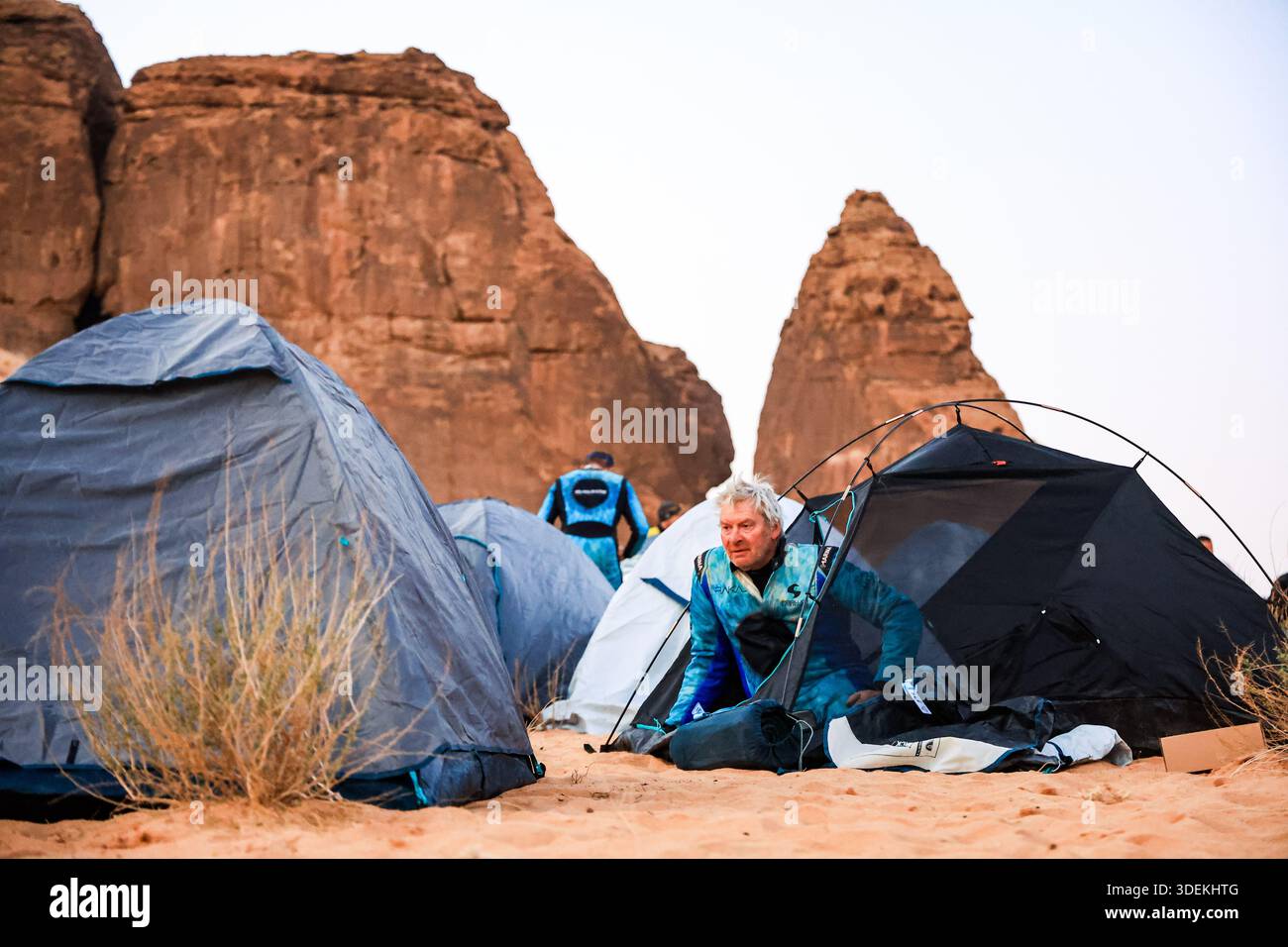 Tents and drivers during the Stage 5 of the Dakar 2026, on January 8 ...