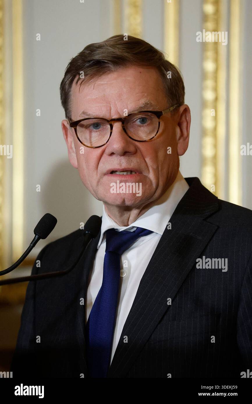 German Foreign Minister Johann Wadephul looks on during a press ...