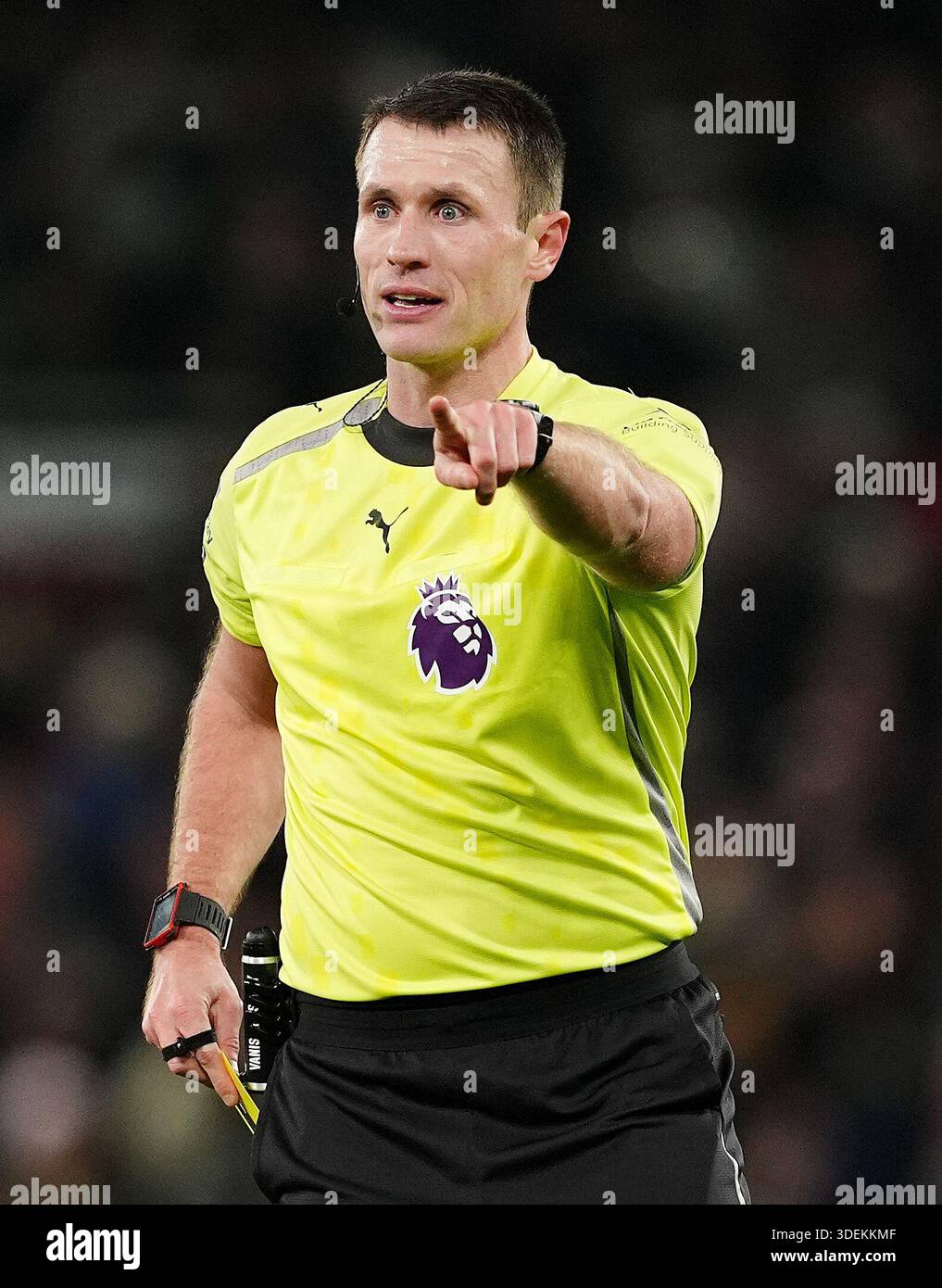 Referee Thomas Bramall during the Premier League match at Old Trafford ...