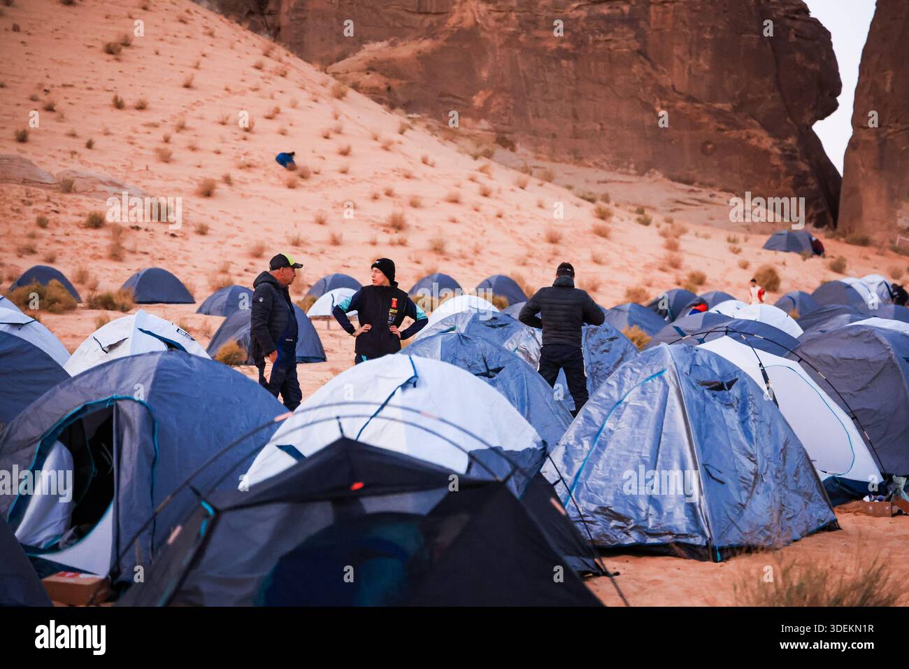 Tents and drivers during the Stage 5 of the Dakar 2026, on January 8 ...