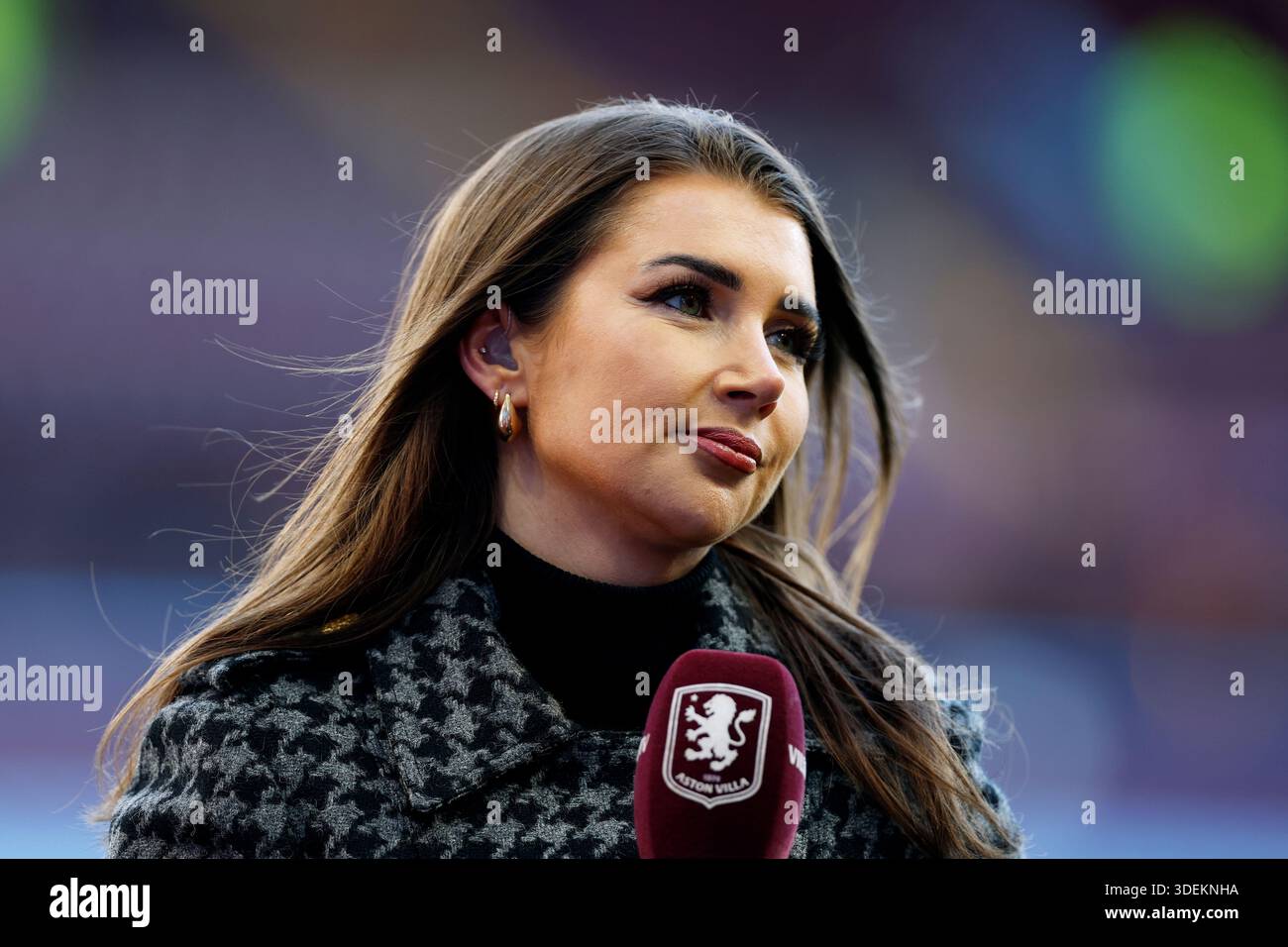 Presenter Kate Tracey during the Premier League match at Villa Park ...