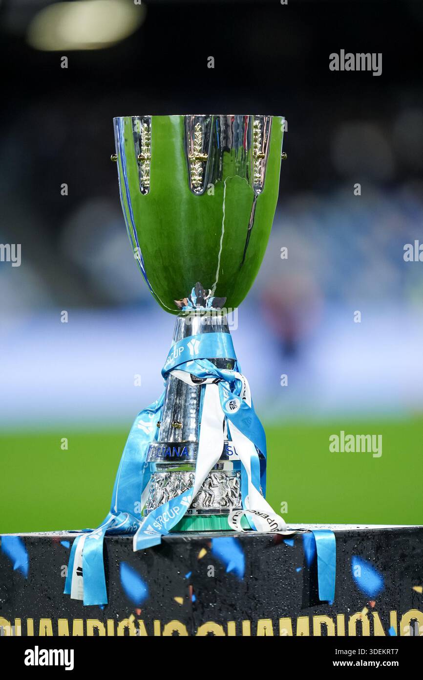 Detailed view of Lega Serie A Super Cup trophy during the Serie A match ...