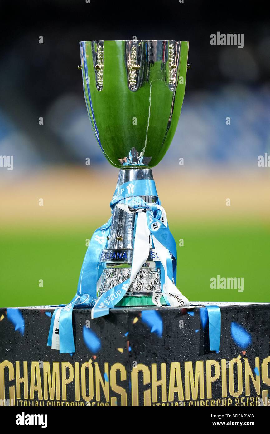 Detailed view of Lega Serie A Super Cup trophy during the Serie A match ...