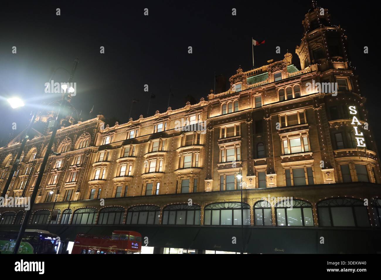 Famous British store Harrods lights up for sale during the Christmas ...