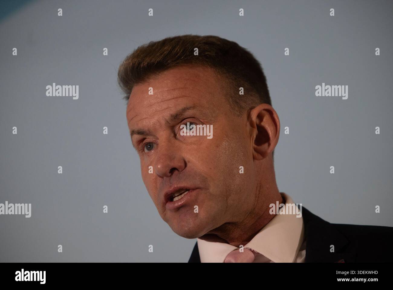 Dr. David Bull, Reform UK party Chairman, speaking at a Reform UK rally ...