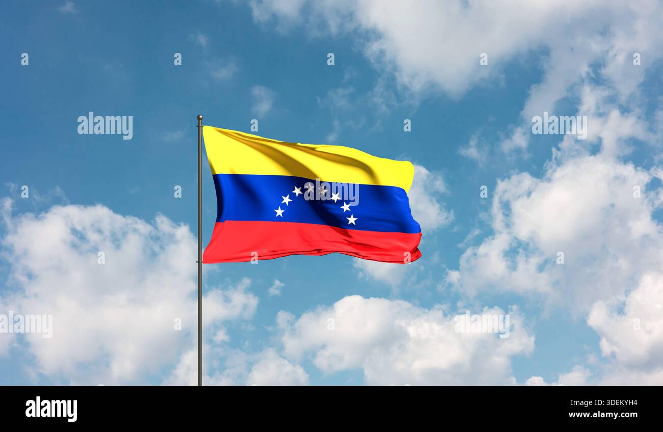 Flag of Venezuela against cloudy sky. Flag of Venezuela against cloudy ...