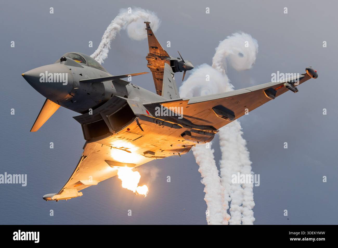 Spanish Air Force Eurofighter EF-2000 Typhoon S aircraft perform a ...