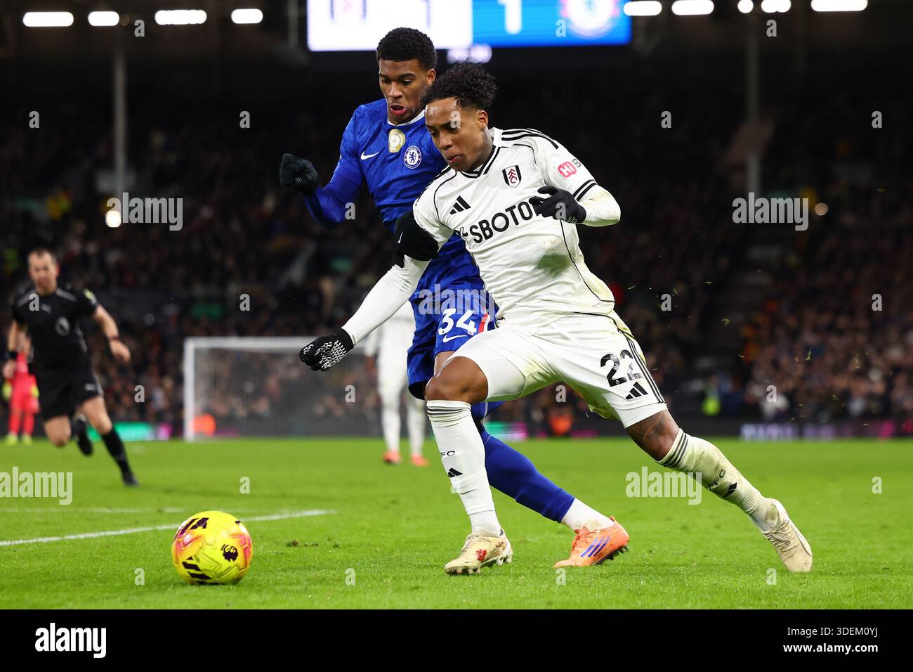 London, England, 7th January 2026. Josh Acheampong of Chelsea and Kevin ...