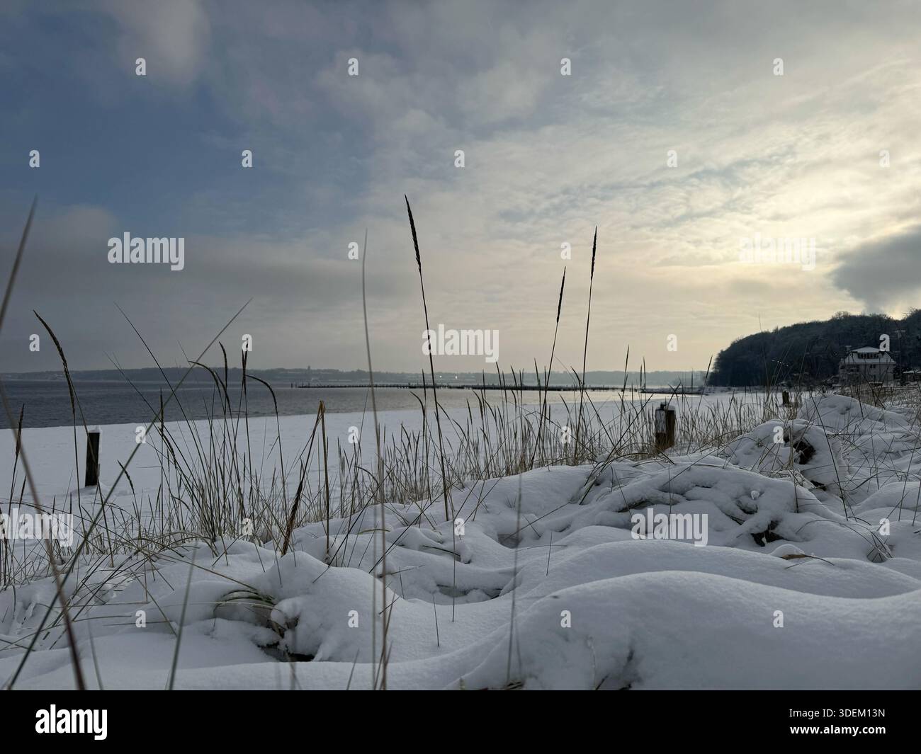 08 January 2026, Schleswig-Holstein, Harrislee: Snow lies on ...