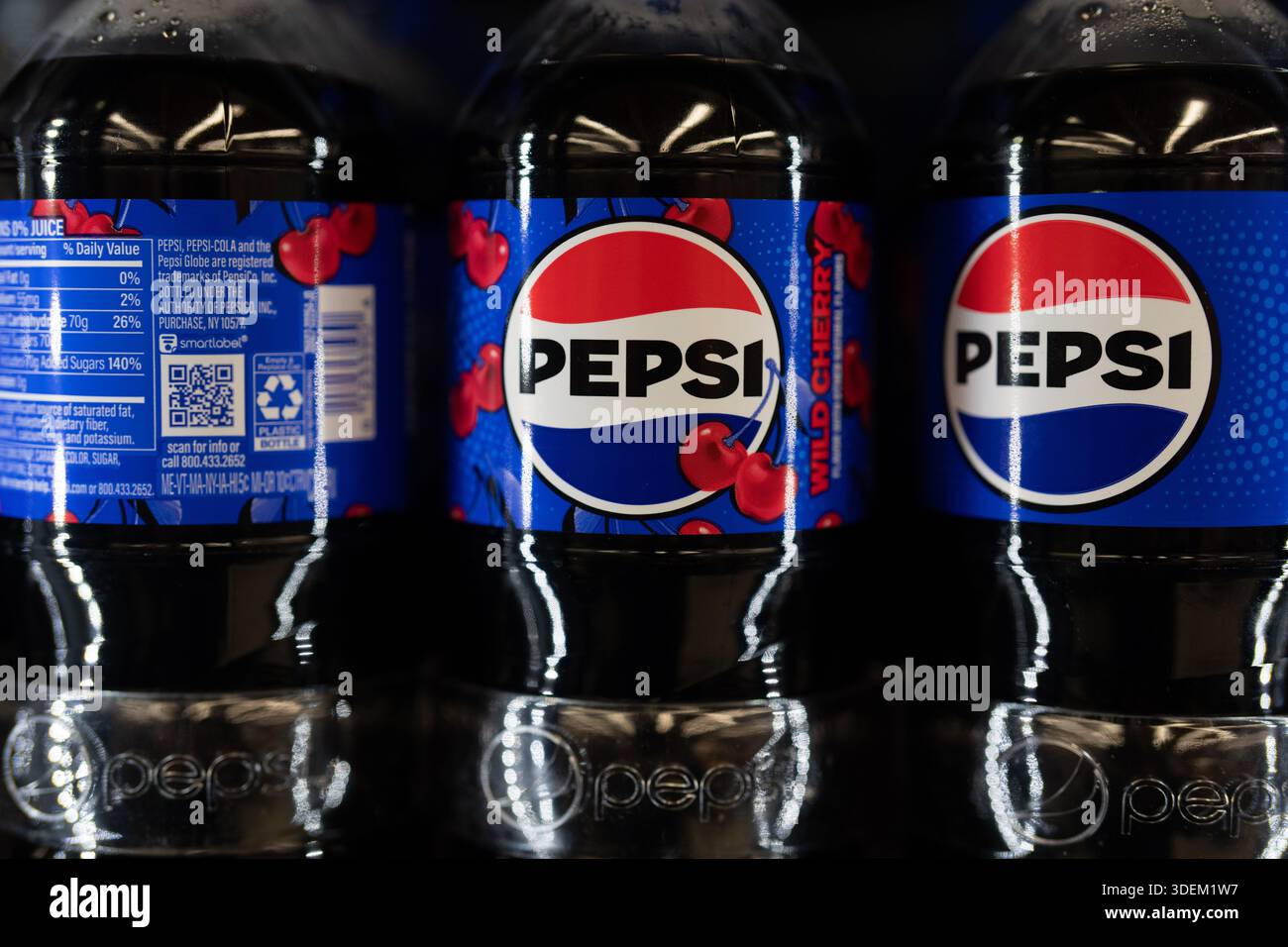 Bottles of Pepsi products are displayed for sale at Hawthorne Market on ...