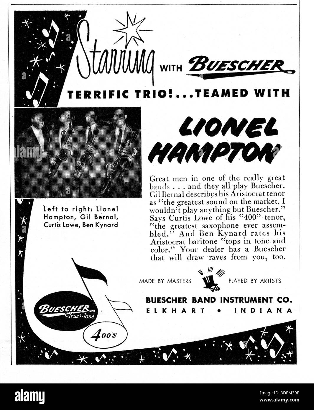 An advertisement from a 1952 music periodical for Buescher Band ...