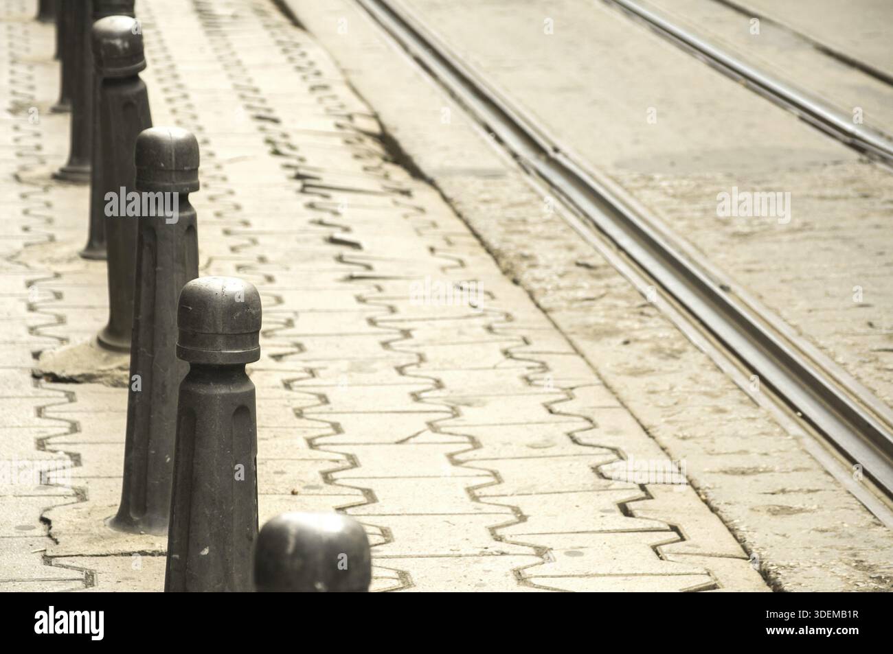 Tram rails in urban part of city closeup Stock Photo - Alamy