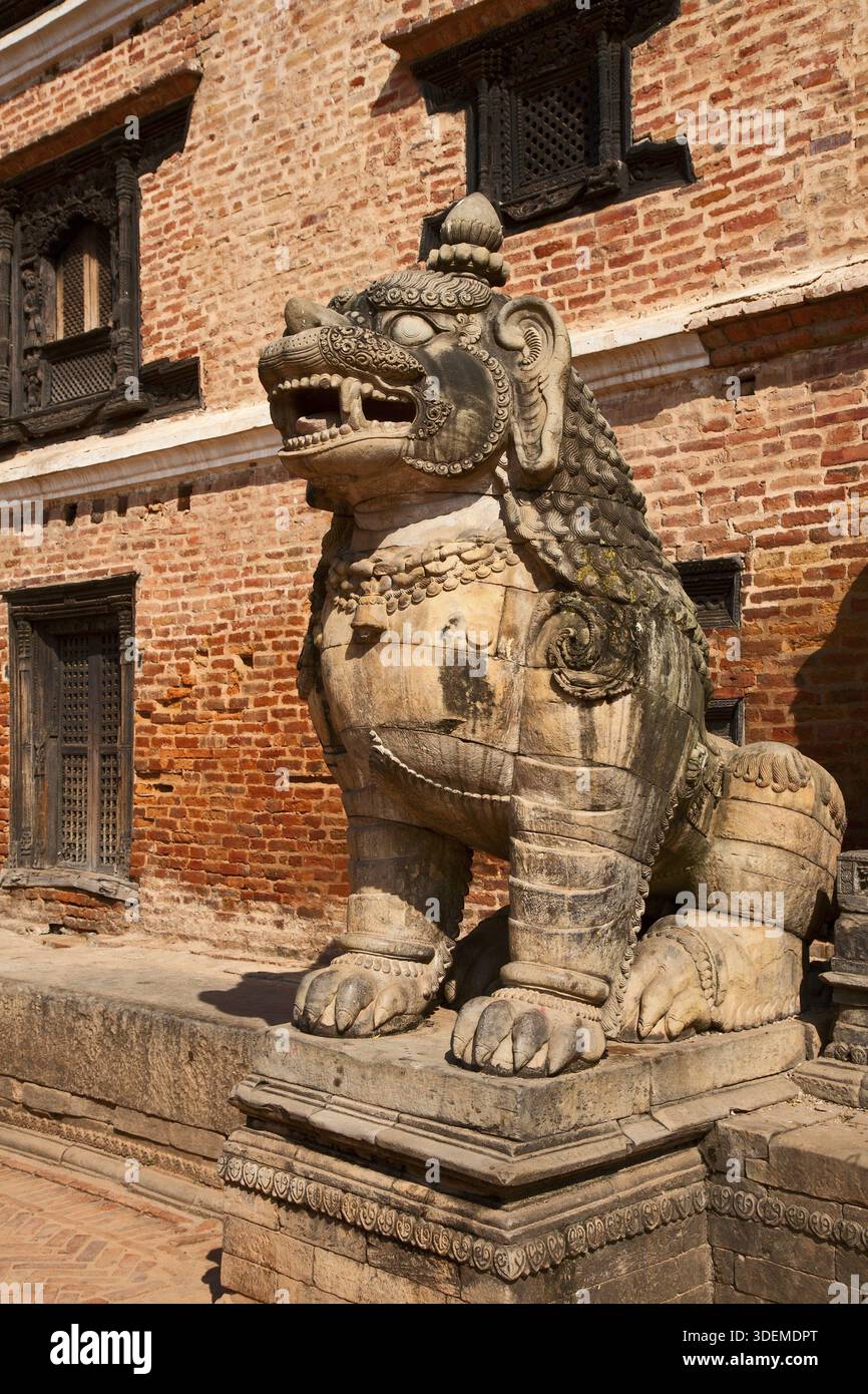 Ancient statue of a mythological monster in Bhaktapur, Nepal Stock ...
