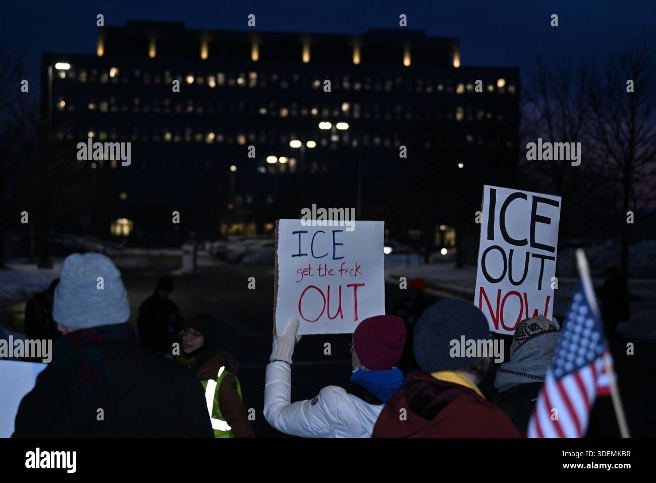 Protesters gather outside the Bishop Henry Whipple Federal Building ...