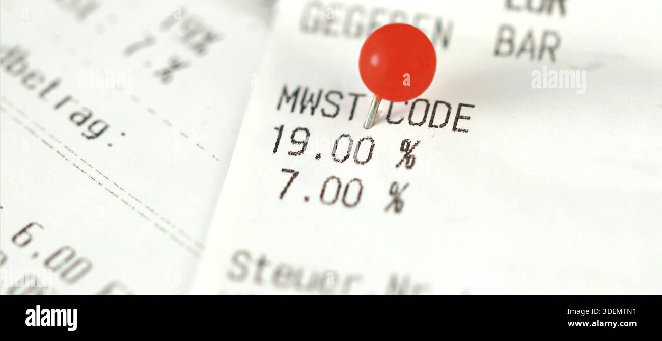 German cash sales receipts. financial Invoice with vat tax value. from ...