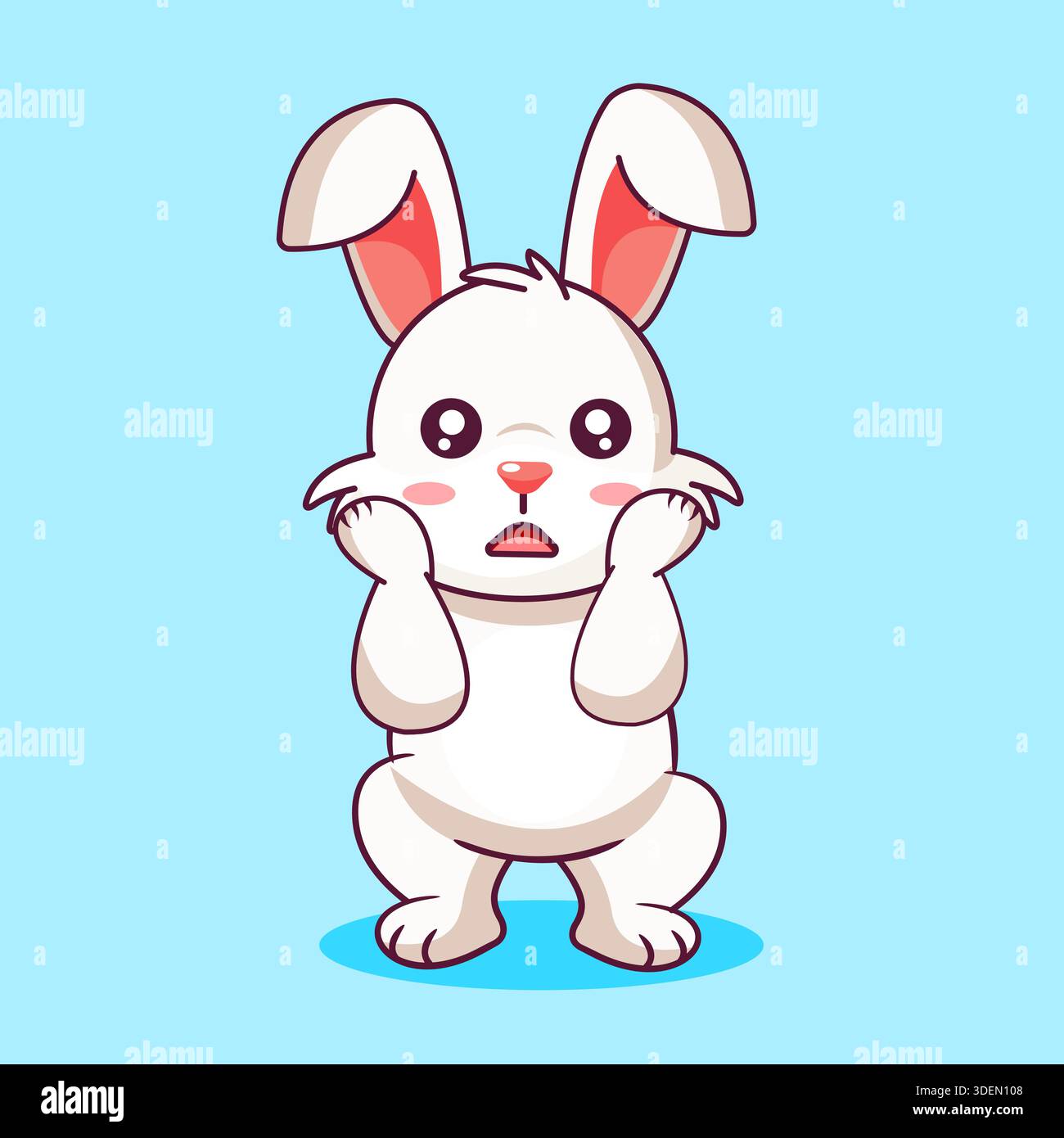 Cute White Rabbit with a Surprised Expression Vector Illustration ...