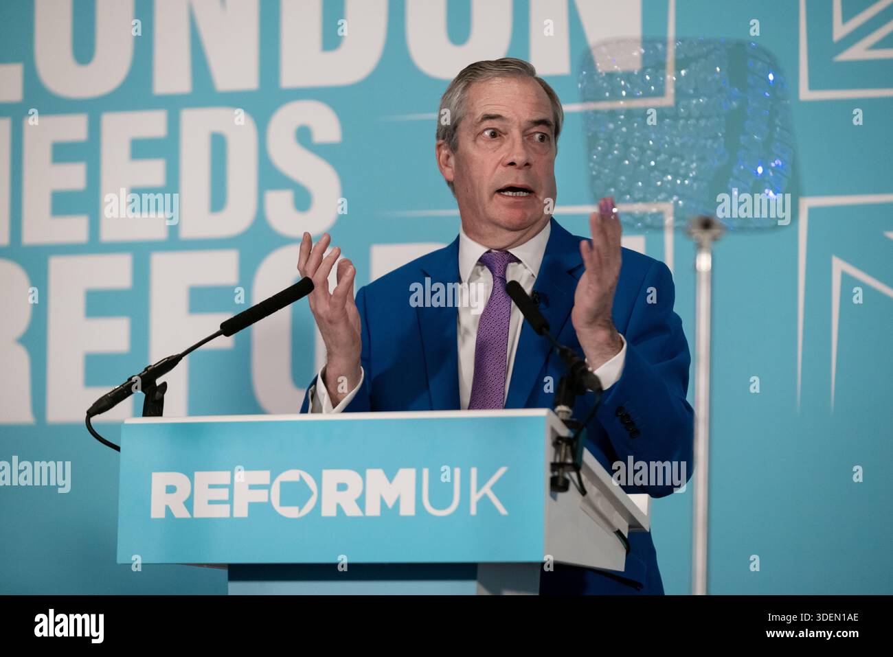London, UK. 7th January 2026. Reform UK party leader Nigel Farage ...