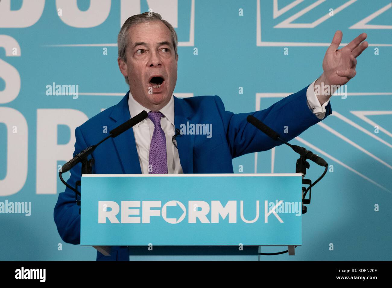 London, UK. 7th January 2026. Reform UK party leader Nigel Farage ...