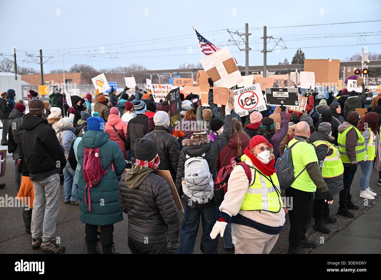 Protesters gather outside the Bishop Henry Whipple Federal Building ...