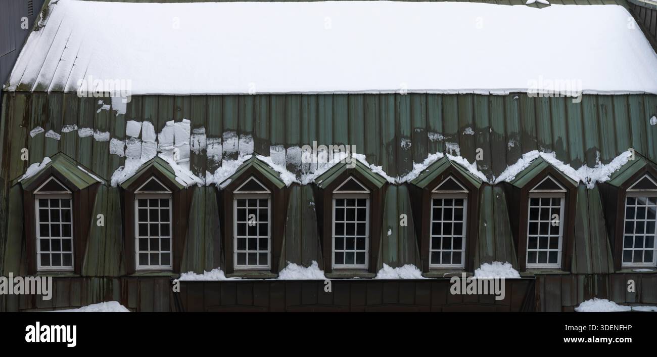 Snow and Ice - Building with much Snow covered in Winter Stock Photo ...