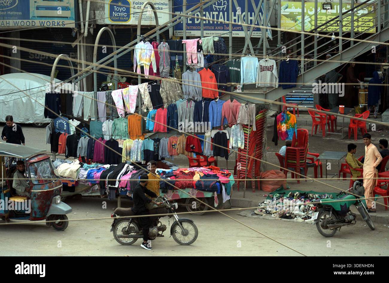 KARACHI, PAKISTAN, JAN 08: Warm clothes are being selling at a roadside ...