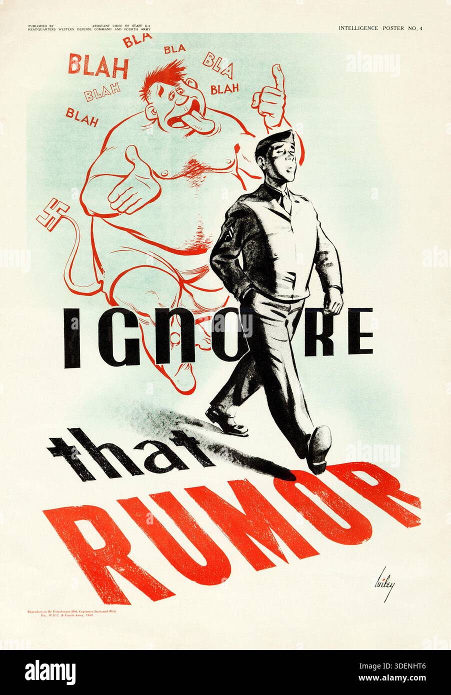 American World War II Propaganda Poster (U.S. Army, 1942). Intelligence ...