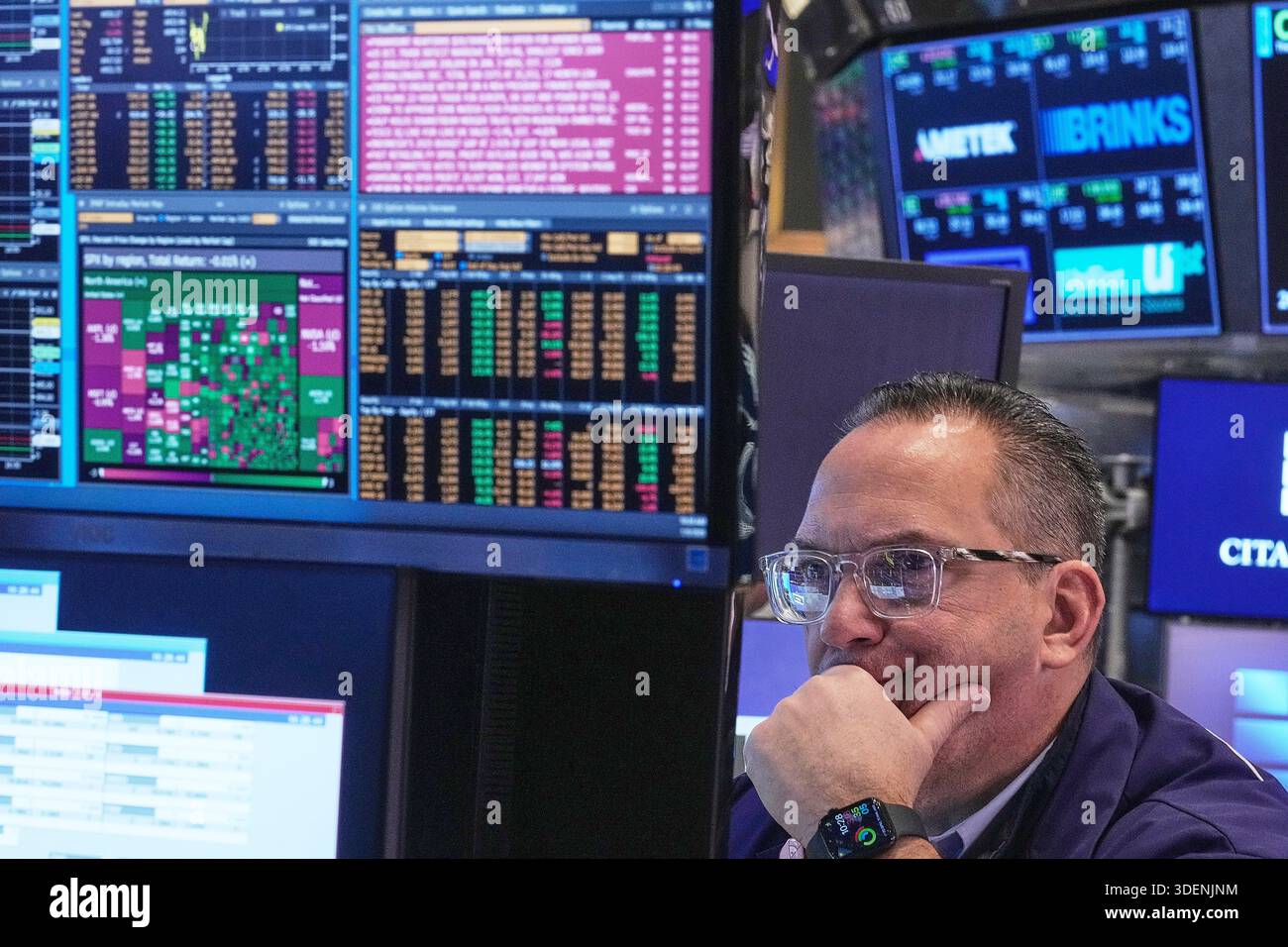 Specialist Anthony Matesic works on the floor of the New York Stock ...